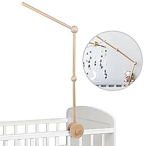 Crib Mobile Arm - Rotating Wooden Mobile Arm for Crib 28-33 inch Baby Mobile Hanger Nursery Mobile Stand for Crib (PZARM001) (zhijia) (Log Color)