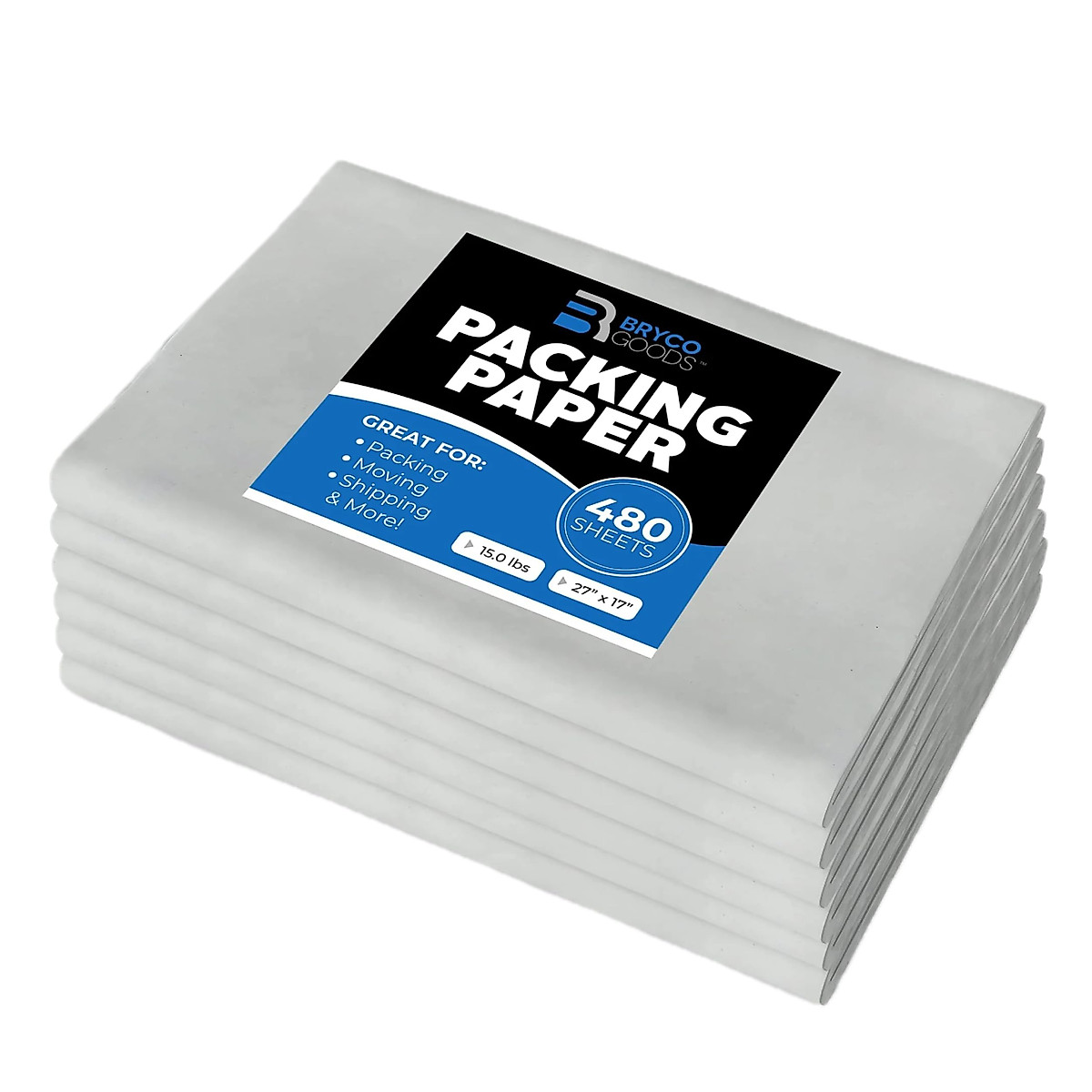 Packing Paper Sheets for Moving - 15lb - 480 Sheets of Newsprint Paper - Must Have in Your Moving Supplies - 27" x 17" - Made in USA