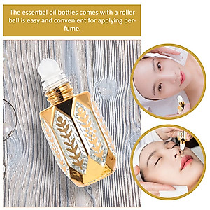 Healeved 3pcs Mini Arabic Crystal Glass Roller Bottles 3ml Gold Refillable Essential Oil Roll On Dispenser Empty Tiny Perfume Sample Container