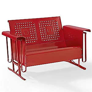 Crosley Bates Metal Gliding Patio Loveseat in Red