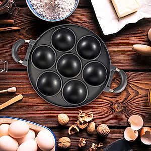 Shakven Cast Iron Biscuit Pan - Cake Pan with Handles, Pre-Seasoned Baking Set 7 Cake Baking Tray - Cake Pan for Scones, Cornbread, Muffins, Cup Cakes and Brownies