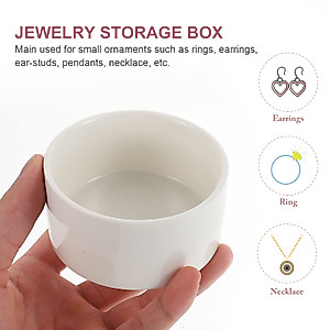 Zerodeko Ceramic Jewelry Box White Ceramic Jewelry Case Ring Holder Trinket Jewel Box for Wedding Anniversary Birthday Bridal Gift White