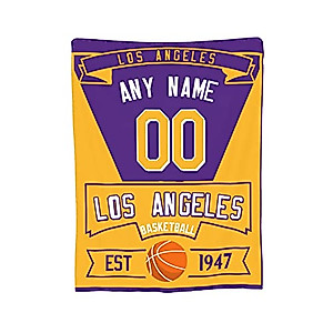 Custom Throw Blanket for Couch, Super Soft Flannel Bed Throw Blanket Fall Oversized Cozy Plush Thick Blankets Personalized Basketball Sports Fan Gifts with Name Number 50"x40", 60"x50", 80"x60"