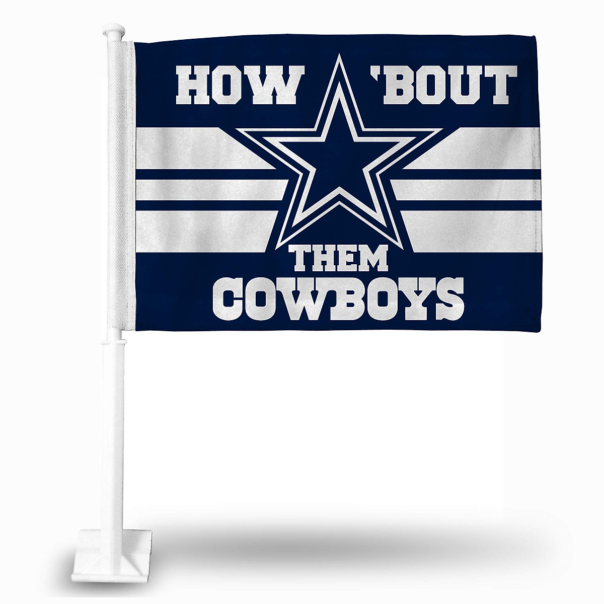 Rico Industries NFL Dallas Cowboys Exclusive Double Sided Car Flag - 16' x 19' - Strong Pole That Hooks onto Car/Truck/Automobile