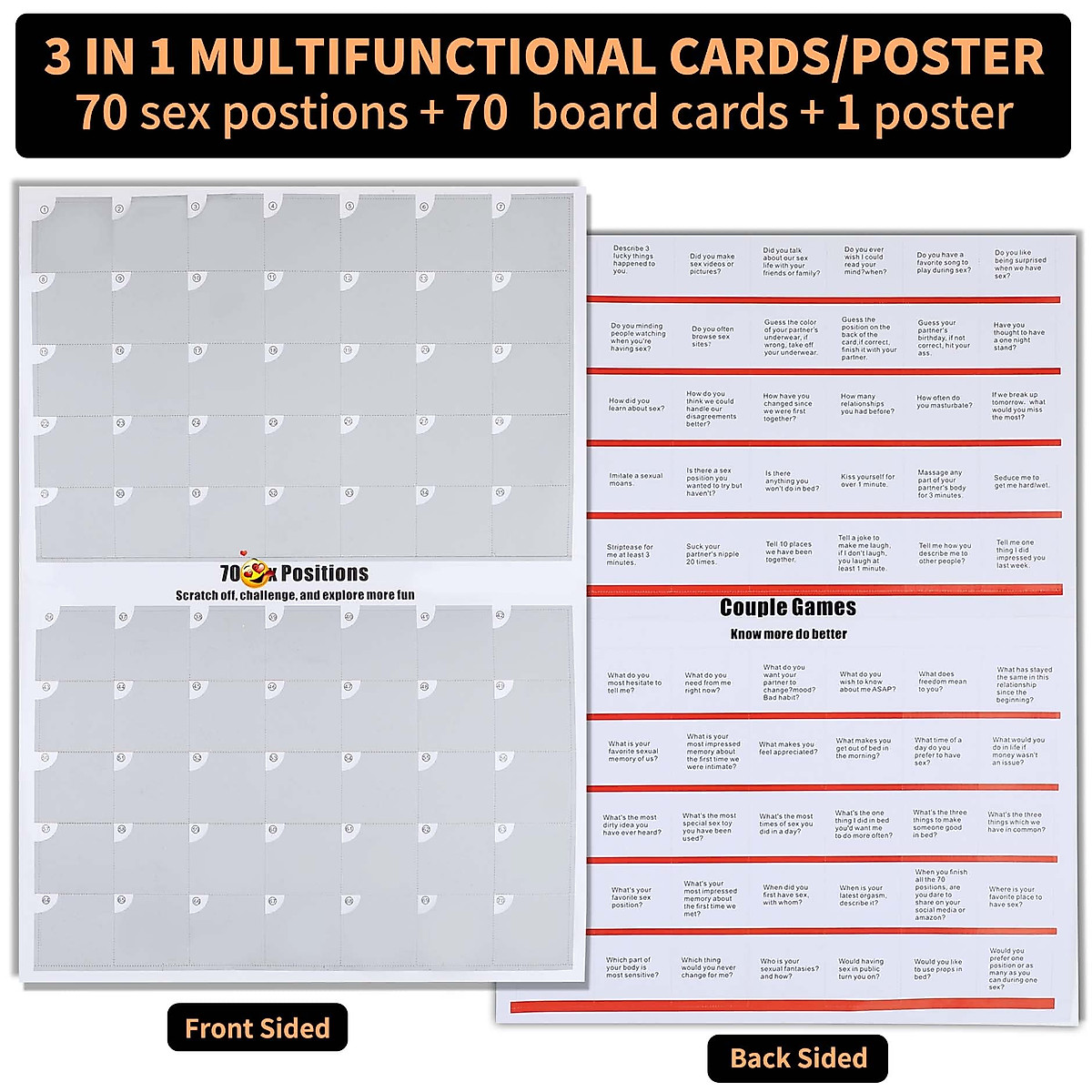POSHTAIL 140 Adventure Challenge Couples Scratch Off Cards, Date Deck Scratch Off Posters for Couple