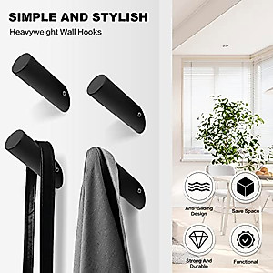 Ranzdn Towel Hooks Wall Mounted, 4 Pack Stainless Steel Towel & Robe Hooks, Heavy Duty Coat Hooks Modern Wall Hooks, Matte Black