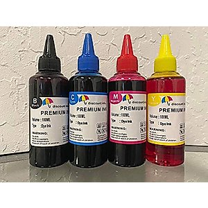 INKPRO 4x100ml Universal Refill Ink for Canon HP Brother Lexmark Dell Printers (4 Colors Set), Cyan