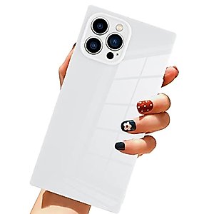 LSL for iPhone 14 Pro Case Square White Soft TPU Bumper Anti-Drop Anti-Scratch Shock Absorption Protective Wireless Slim Cover Compatible with iPhone 14 Pro 6.1 Inch for Women Girls Men