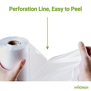 WIIGREEN 2 Rolls 11" x 19" HDPE Plastic Produce Roll Bags for Food Storage, 625 Bags/Roll