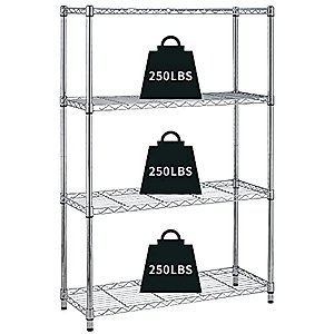 HCY Garage Shelving, 54 inchx36 inchx14 inch Metal Shelves 4 Tier Wire Shelving Unit Adjustable Heavy Duty Sturdy Steel Shelving Rack Shelf for Pantry Garage Kitchen (Chrome)