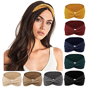Huachi Hairbands for Women, 8 Pack Variety of Colors Fashion Turban Head Bands Twist Headbands for Women's Hair Non Slip Short Hair Accessories
