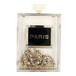 Women Acrylic Transparent Paris Perfume Shape Evening Bags Purses Clutch Vintage Banquet Handbag