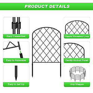 Skcoipsra Decorative Garden Fence 10 Pack, 22in(H) x 10ft(L) Animal Barrier Fence, Rustproof Metal Fencing for Yard, Dog Rabbits Wire Section Garden Edging Border for Yard Patio Garden, Arched