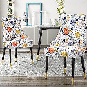 Liykimt Stretch Wingback Side Chair Slipcover-Accent Chair Cover Slipcover with Arm,Washable Upholstered Arm Dining Chair with Nailed Trim Protector for Dining Living Room Set of 2,Orange