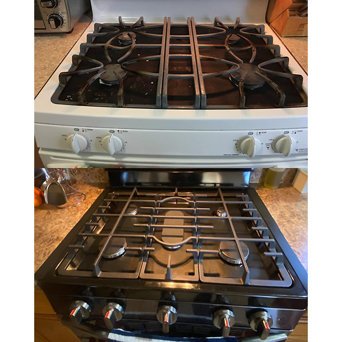 MSDADA Stove Covers, 8 Pcs 0.2 mm 10.6" x 10.6" Gas Range Protectors with 2 Pcs 21” Silicone Gap Cover Keep Stove Clean, Double Thickness, Reusable, Non-Stick, Easy to Clean