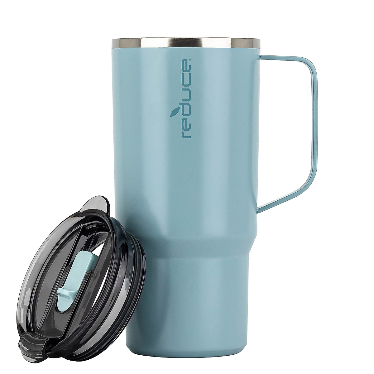 REDUCE 24 oz Travel Coffee/Tea Mug with Handle- Vacuum Insulated Stainless Steel Reusable Tumbler for Home, Office, Cupholder Friendly for Car, Splashproof Lid, Keeps Drink Hot for 8 hrs- Rose