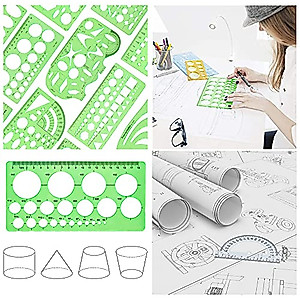 CFTfabMS 15Pcs Geometric Stencils Drawing Templates,Drawing Stencils Drafting Tools with Geometry Set,Circle,Curve Shape Stencils Drafting Tools with Case for Drawing,Design