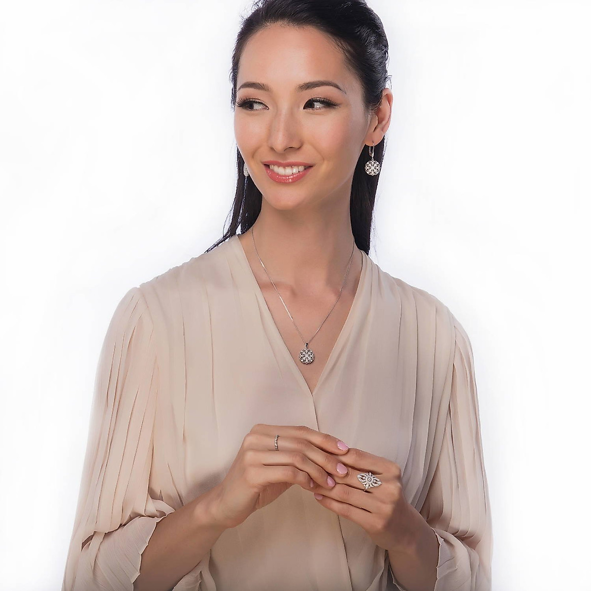 BERRICLE Sterling Silver Navette Cubic Zirconia CZ Statement Art Deco Cocktail Fashion Ring for Women, Rhodium Plated Size 10