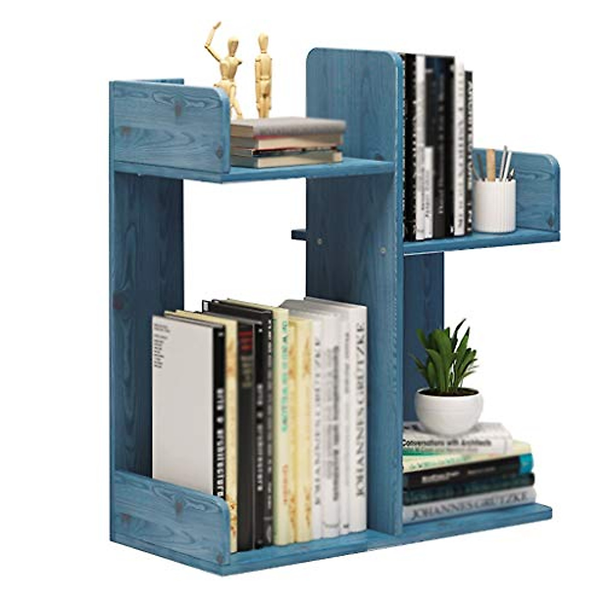 Storage Rack Bookshelf Magazine Rack Shelf Partition Stratification Desktop Office Desk Home Dormitory 40X18X47CM MUMUJIN (Color : Blue)