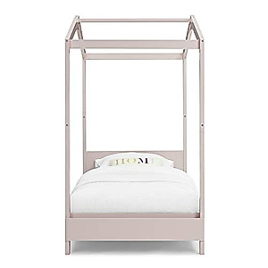 Delta Children Poppy House Wood Twin Bed, Platform Bed - No Box Spring Needed, Blush Pink