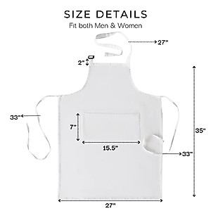 RAJRANG Chef Apron for Women Men with Pockets Cotton Kitchen Cooking Long Aprons White 35x27 Inches Pack of 5