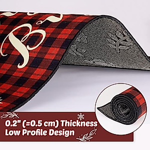 WERNNSAI Christmas Kitchen Mat - 2 Piece Kitchen Mats Set Red Buffalo Plaid Indoor Floor Mats Non-Slip Kitchen Backing Area Rugs Xmas Door Carpet for Home Christmas Decor (17’’ x 47’’+17’’ x 30’’)