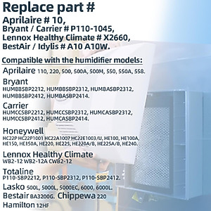 Water Panel 10 Humidifier Filter Pad Replacement for Aprilaire 110 220 500 500A 500M 550 550A 558; Furnace Water Filter; Honeywell HC22P HE100 HE100A HE150 HE150A Whole House Humidifiers (2 Pack)