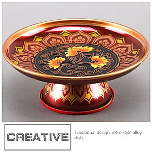 Buddhist Plate Antique Offering Bowls Worship God Sacrificial Bowl Fruit Tray Food Dessert Snack Blessing Fruit Tray Copper Bowl for Altar Rituals Incense Decorations 8in