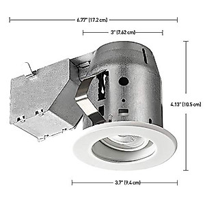 3" LED IC Rated Swivel Baffle Recessed Lighting Kit, White Finish, Energy Star Certified, CEC Title 20 & 24 Compliant, Easy Install Push-N-Click Clips, Bulb Included, 3.25" Hole Size,91198