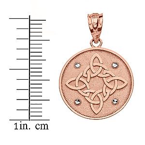 Solid 10k Rose Gold Round Celtic Trinity Knot Disc Pendant