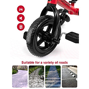 Ancaixin 3 in 1 Toddler Tricycles for 2-5 Years Old Boys and Girls with Detachable Pedal and Bell | Foldable Baby Balance Bike Riding Toys for Kids | Infant Birthday New Year Red