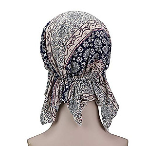 Pre Tied Chemo Head Scarf 3 Packed Beanie Skull Cover Cap for Women (Set1)