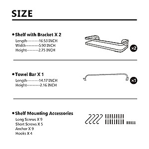 NOBLE DUCK Floating Shelves for Bathroom, Wall Mounted Storage Hanging Shelf for Kitchen, Home Decor(Set of 2)