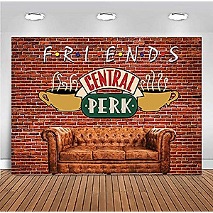 Red Brick Wall Sofa Coffee Shop Photography Backdrop Polyester Banner Friends Central Perk Pub Photo Background for Portraits Photo Booths Studio Props 5x3ft Party Supplies