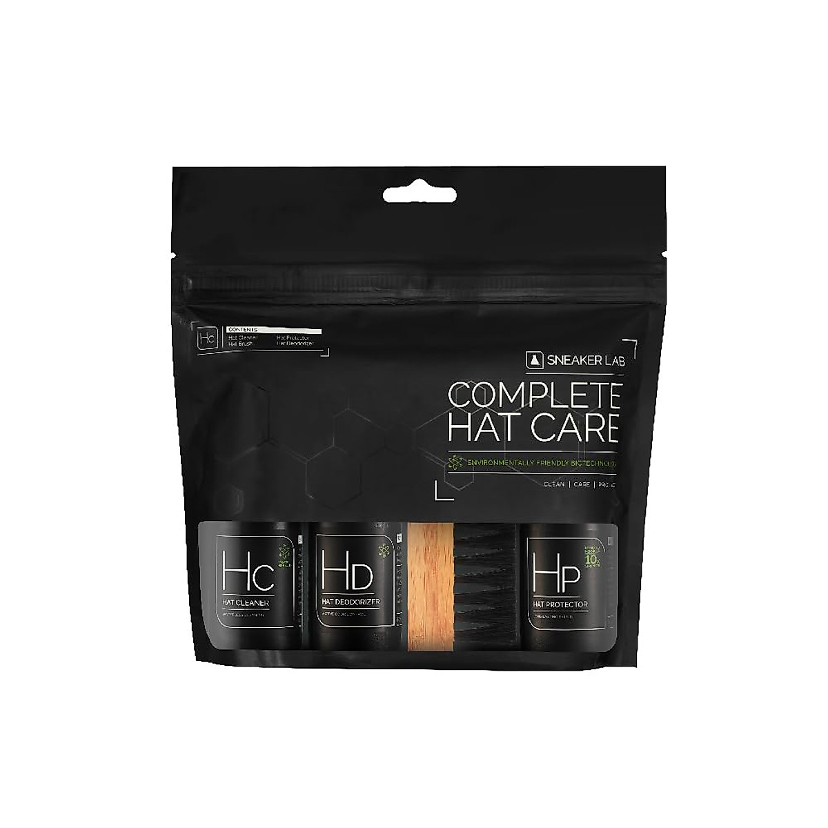 SNEAKER LAB Complete Hat Care Kit - Cleaner + Deodorizer + Protector + Premium Brush - Perfect for Most Materials - 1.7 Fl Oz Bottles