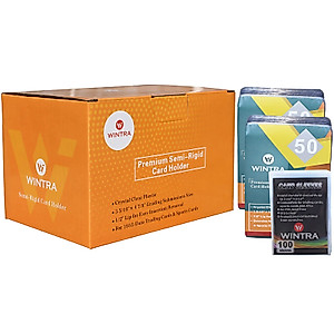 WINTRA 100 Count Semi-Rigid Card Holder with 100 Pack Penny Card Sleeves, Quality Card Submission Card Sleeves Protectors