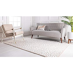 Unique Loom Rushmore Collection Area Rug - Johnson (5' 1" x 8' Rectangle, Snow White/ Beige)