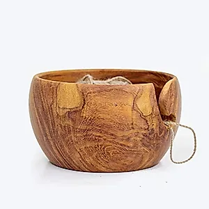 Shedua Mozambique Sanded Wood Yarn Storage Premium Knitting Crochet Wool Bowl | Arts Crafts & Sewing Accessories Bowl by Nagina International (Large)