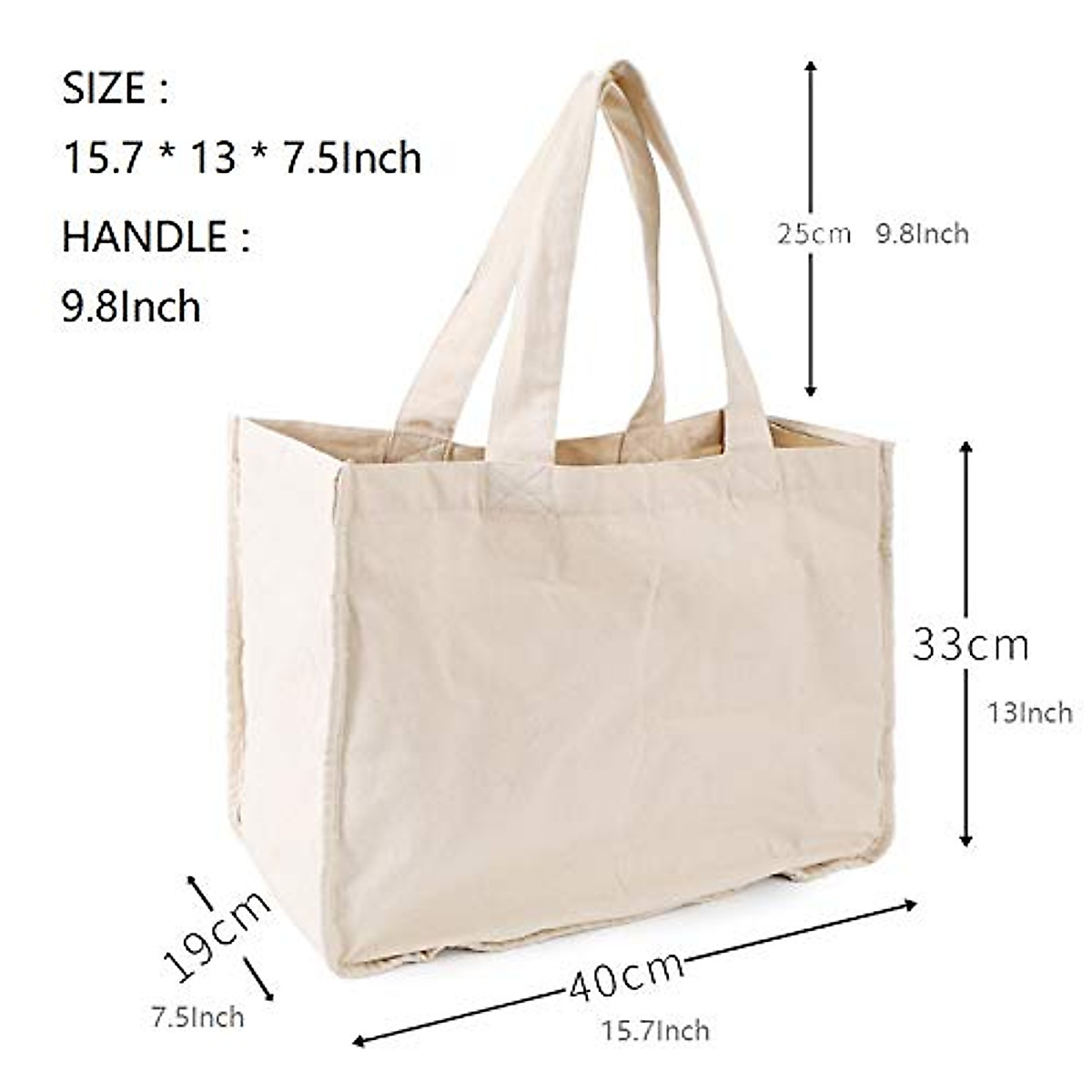 Best Canvas Grocery Shopping Bags 2 Pack - Canvas Grocery Shopping Bags with Handles - Cloth Grocery Tote Bags - Reusable Shopping Grocery Bags - Organic Cotton Washable & Eco-friendly Bags