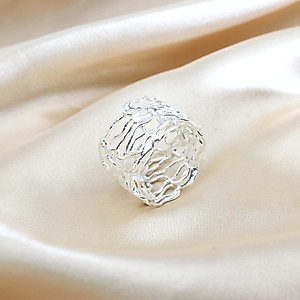 AeraVida Modern Wire Mesh Twist Band .925 Sterling Silver Ring | Delicate Wedding Rings For Women | Sterling Silver Rings Sizes (10)