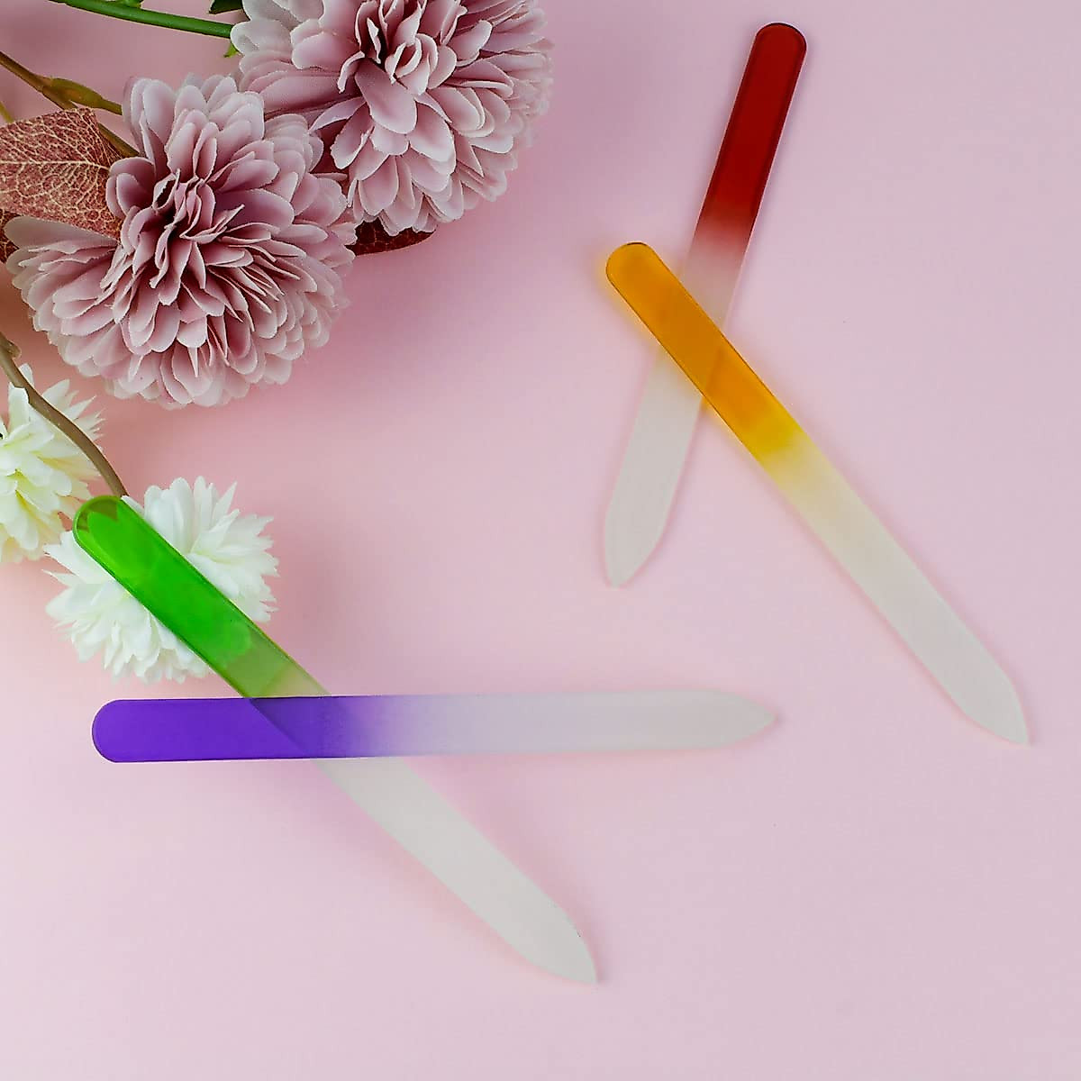 4 Pcs Crystal Glass Nail File Professional Manicure Fingernail Nails Files for Natural Nails Czech Glass Cuticle Care with Case for Women Glass Nail Files Set Filing Double Sided Glass Nail Files