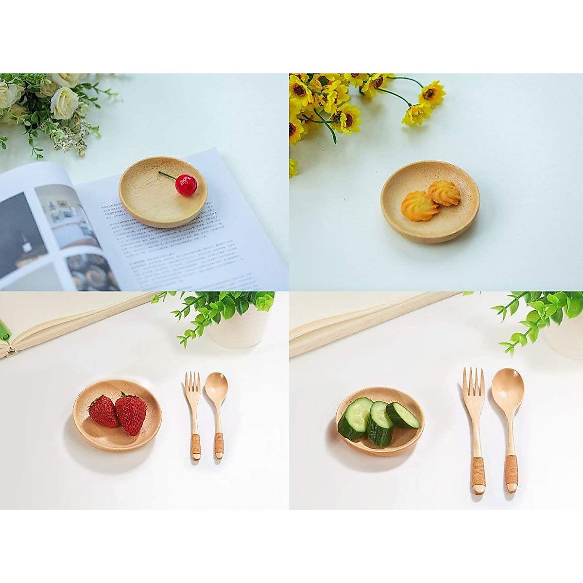 Islandoffer Wood Plate, Wooden Round Tray, Wooden Sushi Soy Dish tray