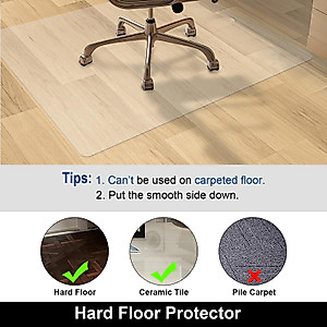 AiBOB Office Chair Mat for Hardwood Floors, 36'' X 48'' Heavy Duty Floor Mats for Computer Desk, Easy Glide for Chairs, Flat Without Curling