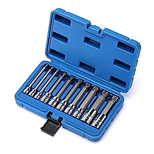MIXPOWER 10 Piece Spline Tip Bit Socket Set, M-Type, S2 and Cr-V Steel, Extra Long 4'' Length, M4-M18, XZN Triple Square Spline Bit Socket Set