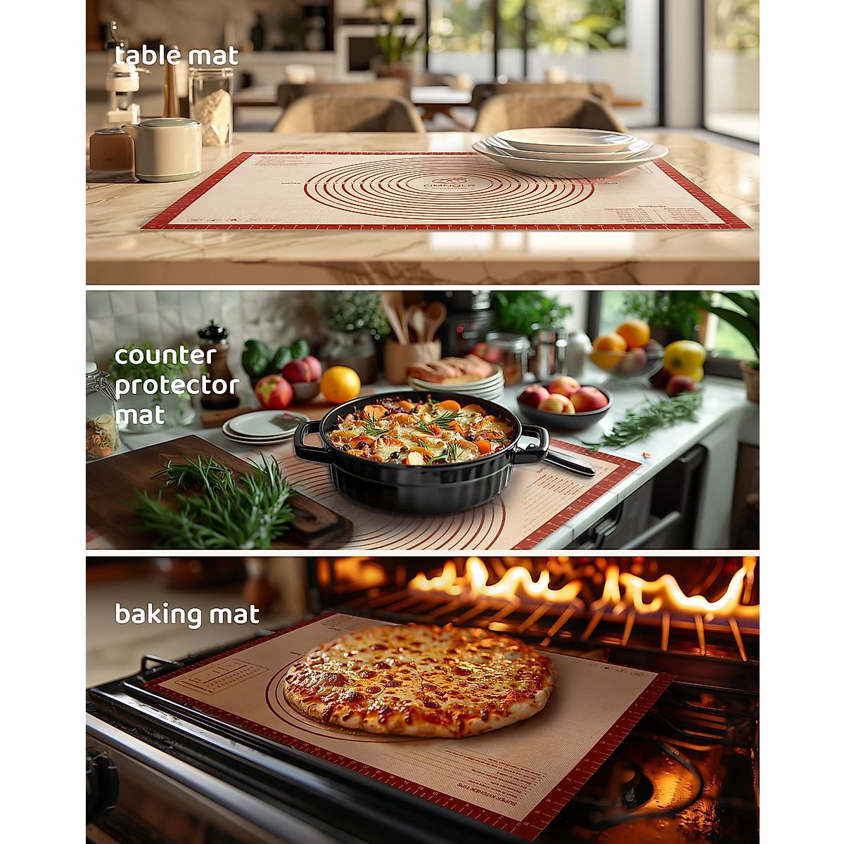 28x20 Inch Extra Large Silicone Pastry Mats for Rolling Dough Non Slip-Silicone Dough Mat for Counter, Large Silicone Baking Mat, Reusable with Measurements - For Cookies, Bread, Pizza, Fondant, etc.