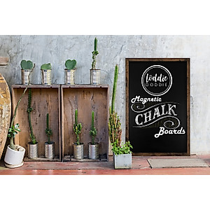 Loddie Doddie Magnetic Chalk Board - 24"x36" - for Kitchen and Wall Decor - Easy-to-Erase Magnetic Chalkboard - Framed Magnet Blackboard - Hanging Black Chalkboards (Rustic Frame)