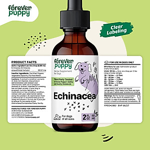 Echinacea Tincture for Dogs - Immune Support for All Breeds & Sizes w/Echinacea Herb - Immune Health Drops for Pets - Dog Food Supplements for Immunity w/Echinacea Liquid Extract - 2 oz