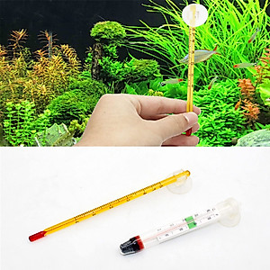 Aquarium Thermometer for Fish Tank Aquarium Waterproof Hydraulic Gauge Submersible Glass Thermometer with Suction Cup