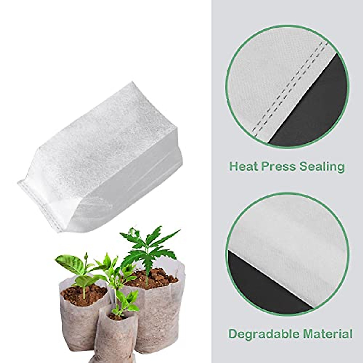 200pcs Nursery Bags Plant,Biodegradable Non-Woven Plant Grow Bags Fabric Seedling Pots Bags Plants Home Garden Supply (5.5x6.2)