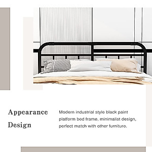 alazyhome Metal Platform Heavy Duty Twin Size Bed Frame with Headboard and Footboard Sturdy Steel Support No Box Spring Needed Easy Assembly Black